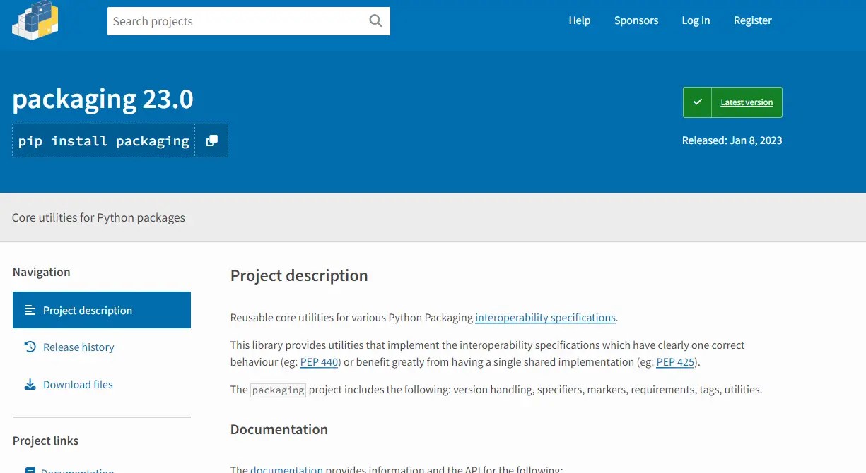 Modulenotfounderror no module named packaging python