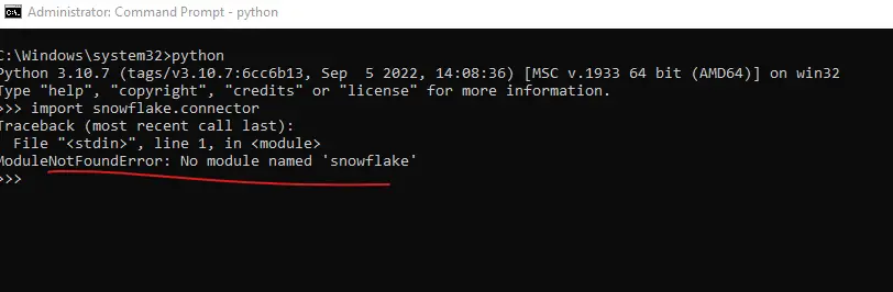 Modulenotfounderror no module named 'snowflake' ( Solved )