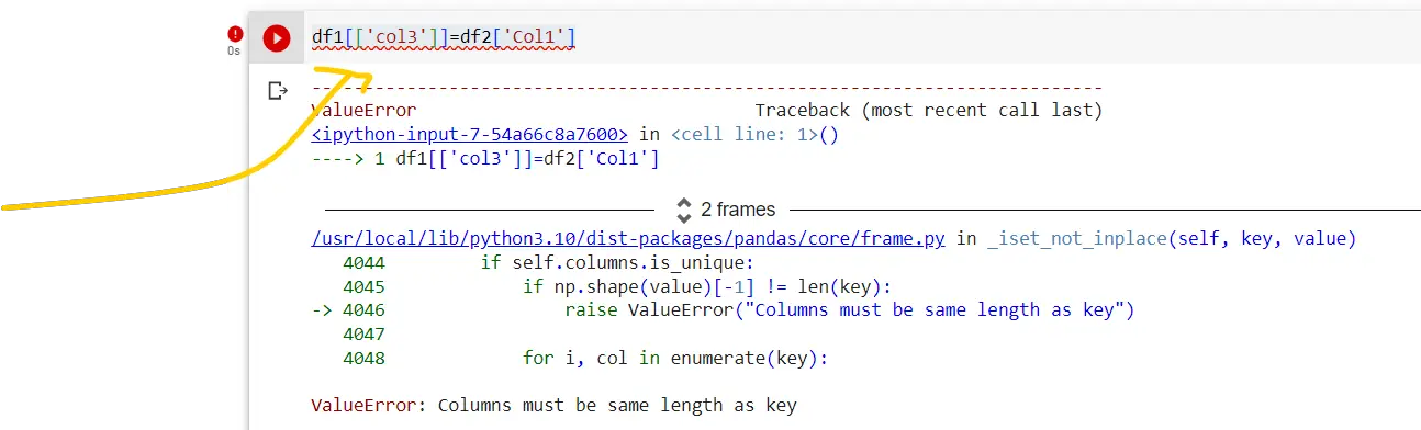 ValueError: Columns must be same length as key ( Solved )